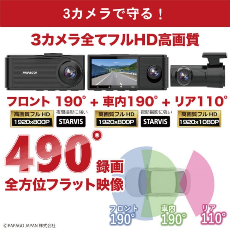 490°でしっかり記録！歪みの無いフラット映像、プライバシー機能「GoSafe 490G」 | ドライブレコーダーPAPAGO! (パパゴ)